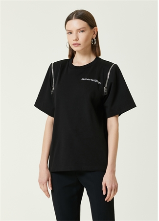 Alexander Mcqueen Kadın Siyah Omzu Fermuar Detaylı T-shirt 38 It Alexander Mcqueen Kadın Siyah Omzu Fermuar Detaylı T-shirt 38 It
