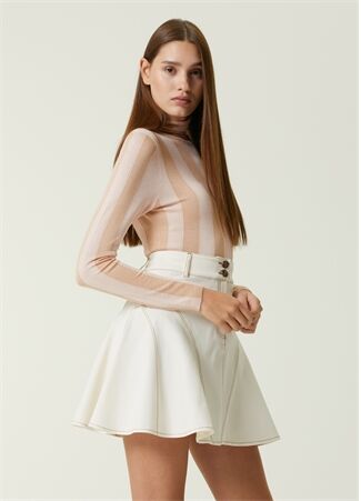 Zimmermann Kadın Bej Pembe Balıkçı Yaka Çizgili Kazak US