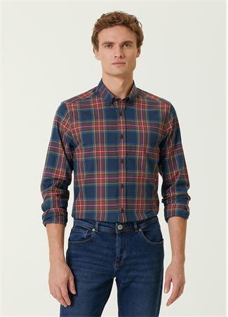 Beymen Club Erkek Slim Fit Lacivert Ekoseli Organik Pamuk Gömlek S Beymen Club Erkek Slim Fit Lacivert Ekoseli Organik Pamuk Gömlek S