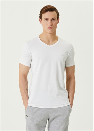 Lacoste Erkek Slim Fit Beyaz V Yaka Logo Detaylı T-shirt M Eu Lacoste Erkek Slim Fit Beyaz V Yaka Logo Detaylı T-shirt M Eu