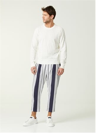 Dolce&Gabbana Erkek Regular Fit Lacivert Çizgili Pantolon 50 IT