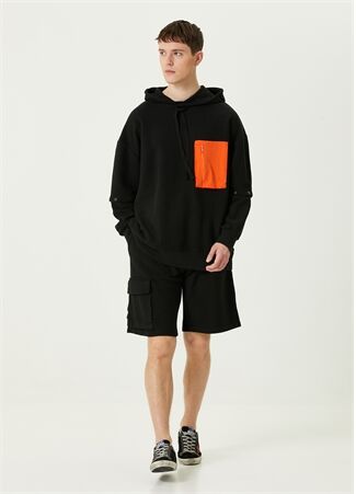 Midground Erkek Siyah Logo Detaylı Şort S/M EU