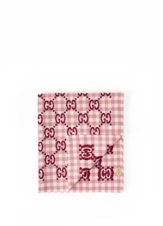 Gucci Kız Bebek Pembe Logo Jakarlı Yün Battaniyesi EU Gucci Kız Bebek Pembe Logo Jakarlı Yün Battaniyesi EU