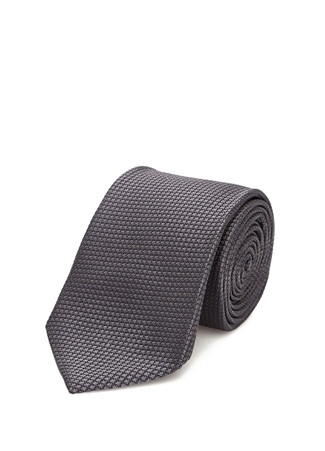 Beymen Collection Erkek Antrasit Geometrik Dokulu İpek Kravat Gri EU IT