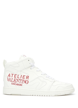 Valentino Garavani Kadın Beyaz Kırmızı Logo Baskılı Deri Sneaker 36 EU