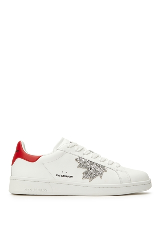 Dsquared2 Kadın Beyaz Silver Simli Logo Detaylı Deri Sneaker 36.5 EU Dsquared2 Kadın Beyaz Silver Simli Logo Detaylı Deri Sneaker 36.5 EU