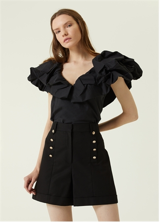 Johanna Ortiz Kadın Siyah V Yaka Volanlı Body 2 US Johanna Ortiz Kadın Siyah V Yaka Volanlı Body 2 US