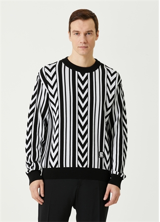 Balmain Erkek Siyah Beyaz Desenli Triko M EU Balmain Erkek Siyah Beyaz Desenli Triko M EU