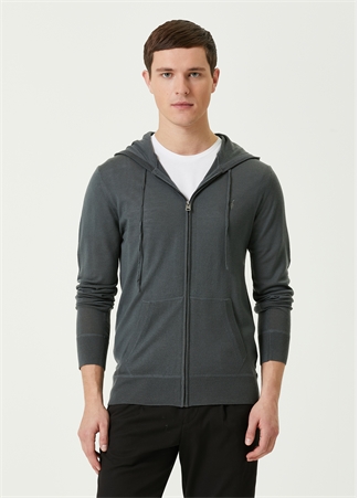 Allsaints Erkek Mode Gri Kapüşonlu Yün Hırka S EU