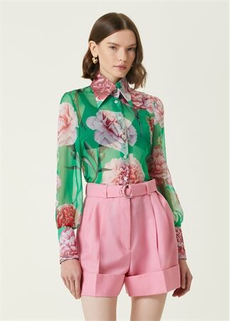 Dolce&gabbana Kadın Yeşil Çiçekli İpek Şifon Gömlek 38 It