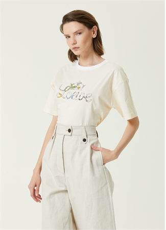 Loewe Kadın Beyaz Logolu Basic T-shirt Bej XS EU Loewe Kadın Beyaz Logolu Basic T-shirt Bej XS EU