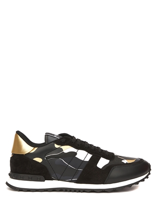 Valentino Garavani Erkek Siyah Kamuflaj Desenli Deri Sneaker 44 EU Valentino Garavani Erkek Siyah Kamuflaj Desenli Deri Sneaker 44 EU