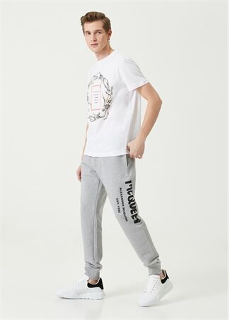 Alexander McQueen Erkek Gri Logolu Eşofman Altı Siyah S EU