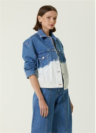 Stella McCartney Kadın Mavi Beyaz Jean Ceket 38 IT
