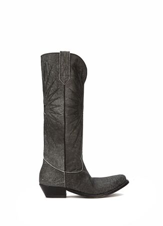 Golden Goose Kadın Gri Nakış Detaylı Deri Çizme 36 EU