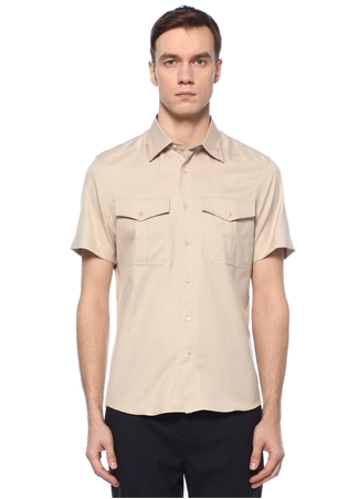 Brunello Cucinelli Erkek Bej Polo Yaka Gömlek S EU