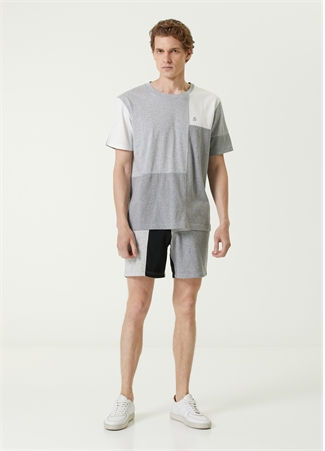 Bassigue Erkek Colorblocked Beli Kordonlu Logolu Şort Beyaz S EU