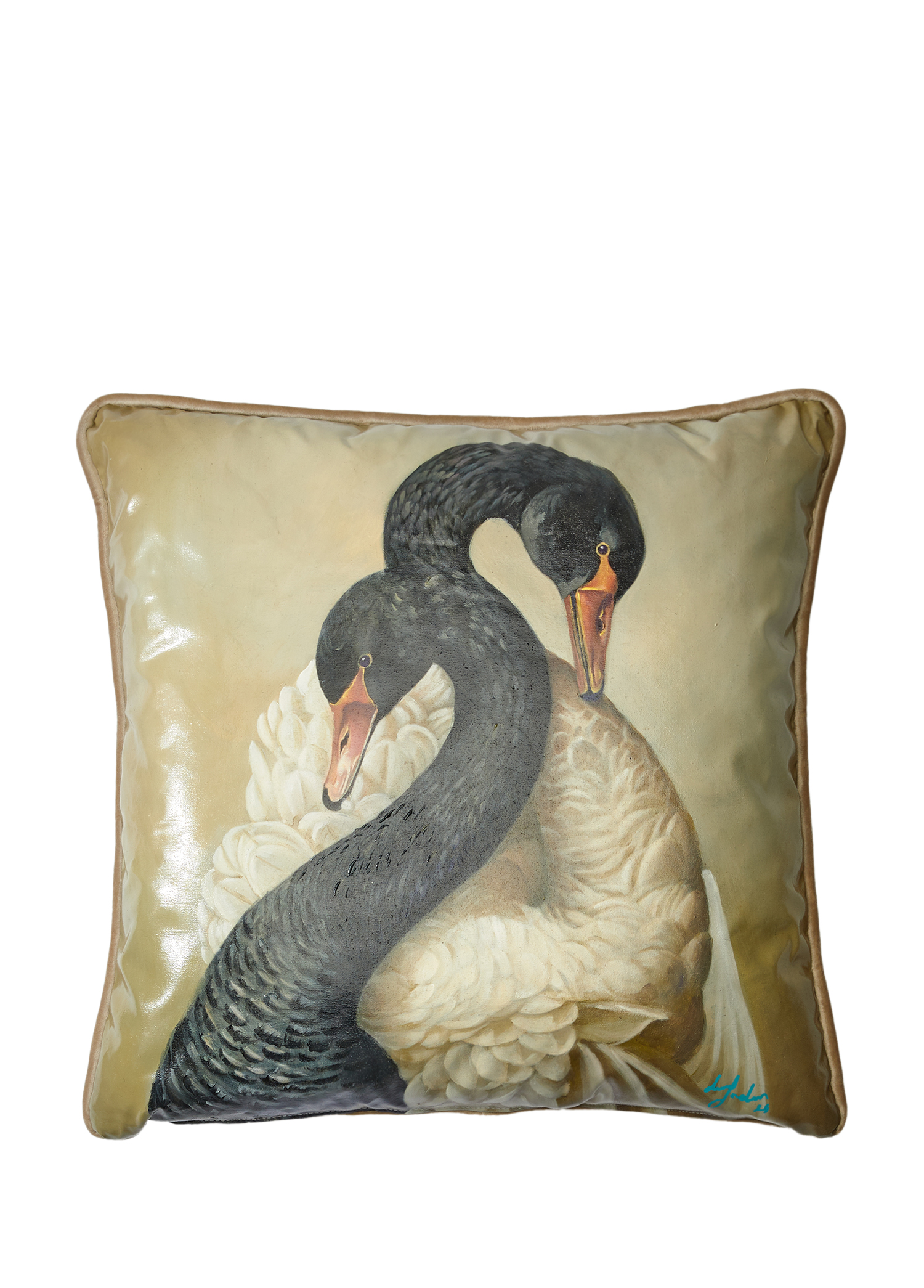 Elif Erdem - Green Oil Painting 45x45 cm Pillow