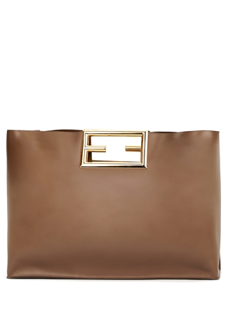 Fendi Kadın Vizon Logolu Deri El Çantası Kahverengi Eu Fendi Kadın Vizon Logolu Deri El Çantası Kahverengi Eu