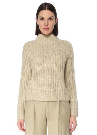 Vince Kadın Ekru Örgü Dokulu Kazak Bej XS EU