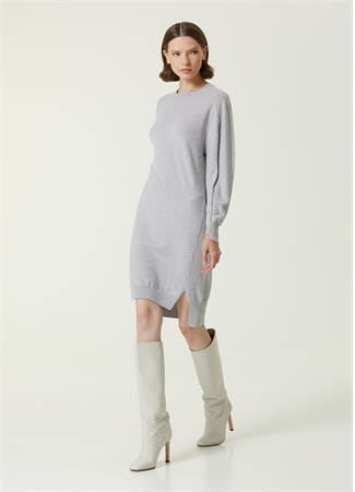 Stella McCartney Kadın Gri Kesim Detaylı Mini Yün Triko Elbise 42 IT Stella McCartney Kadın Gri Kesim Detaylı Mini Yün Triko Elbise 42 IT