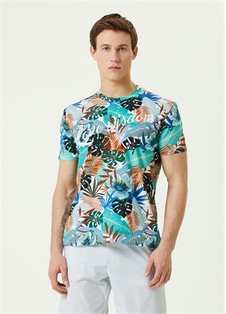 Etro Erkek Mavi Bisiklet Yaka Tropikal Desenli T-shirt S EU Etro Erkek Mavi Bisiklet Yaka Tropikal Desenli T-shirt S EU