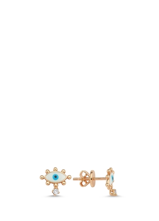 Collection-Selda Jewellery Kadın Göz Formlu Mineli Küçük Boy Altın Rengi Küpe EU Collection-Selda Jewellery Kadın Göz Formlu Mineli Küçük Boy Altın Rengi Küpe EU