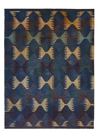 Dhoku Mavi Sarı Geometrik Desenli Yün Kilim Çok Renkli Dhoku Mavi Sarı Geometrik Desenli Yün Kilim Çok Renkli