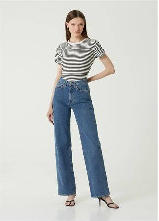 3x Kadın Yüksek Bel Boru Paça Jean Pantolon Lacivert 26 US