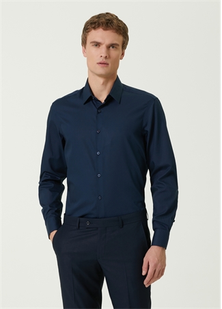 Beymen Club Erkek Comfort Fit Lacivert Armürlü Non Iron Gömlek S Beymen Club Erkek Comfort Fit Lacivert Armürlü Non Iron Gömlek S
