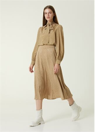 Beymen Club Kadın Bej Puantiyeli Midi Saten Etek 42