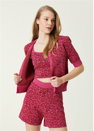 Beymen Club Kadın Şeftali Leopar Jakarlı Hırka Pembe XS