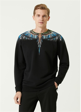 Marcelo Burlon Erkek Wings Siyah Desenli Sweatshirt M EU Marcelo Burlon Erkek Wings Siyah Desenli Sweatshirt M EU