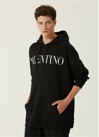Valentino Erkek Siyah Kapüşonlu Logolu Sweatshirt S EU