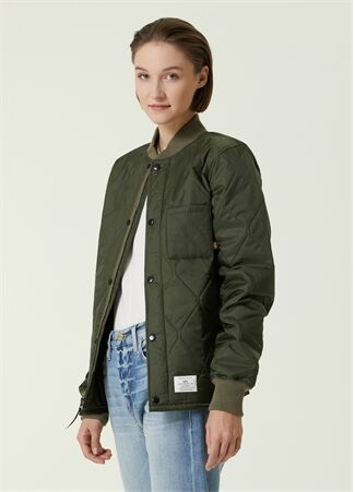 Alpha Industries Kadın Haki Kapitone Dokulu Mont XS EU