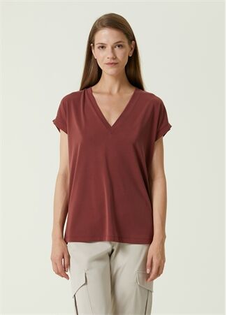 Beymen Club Kadın Kahverengi V Yaka T-shirt XS