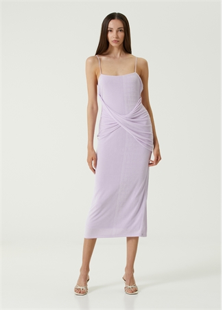 Significant Other Kadın Evelyn Lila Drapeli Midi Elbise Mor 2 US Significant Other Kadın Evelyn Lila Drapeli Midi Elbise Mor 2 US