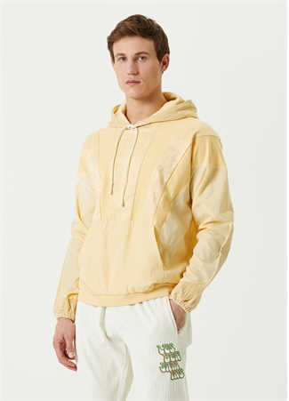Les Benjamins Erkek Sarı Kapüşonlu Şerit Desenli Sweatshirt S EU Les Benjamins Erkek Sarı Kapüşonlu Şerit Desenli Sweatshirt S EU
