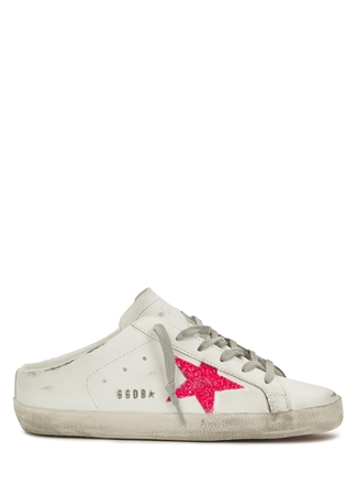 Golden Goose Kadın Beyaz Logolu Eskitme Dokulu Sneaker Pembe 35 EU
