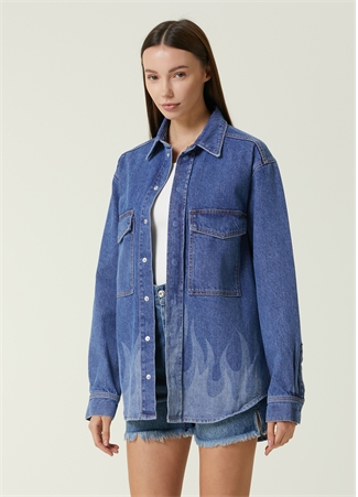 Filles a Papa Kadın Mavi Denim Gömlek 0 US Filles a Papa Kadın Mavi Denim Gömlek 0 US