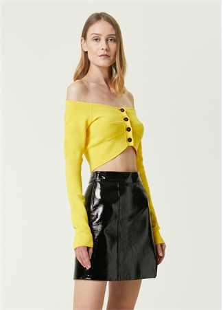 Philosophy di Lorenzo Serafini Kadın Sarı Düşük Omuzlu Crop Hırka 38 IT