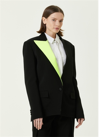 Balmain Kadın Siyah Neon Sarı Asimetrik Ceket 36 FR Balmain Kadın Siyah Neon Sarı Asimetrik Ceket 36 FR