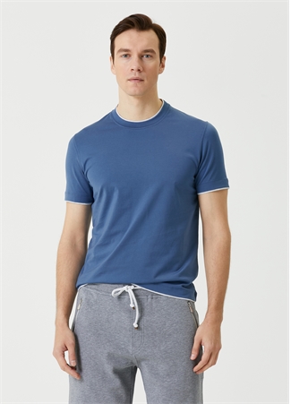 Brunello Cucinelli Erkek Mavi T-shirt 54 IT