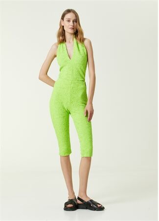 Msgm Kadın Yeşil Yüksek Bel Jakarlı Crop Pantolon 40 IT