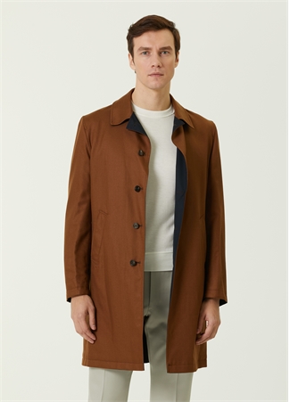 Lardini Erkek Lacivert Bej Çift Taraflı Pardösü 52 IT