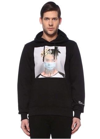 Ma Primi Giovani Erkek XXX Mask Siyah Kapüşonlu Sweatshirt L EU