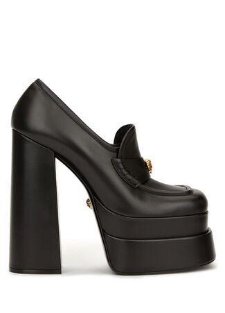 Versace Kadın Siyah Logolu Deri Topuklu Ayakkabı 36 EU Versace Kadın Siyah Logolu Deri Topuklu Ayakkabı 36 EU