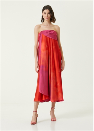 Dilek Hanif Kadın Turuncu Straplez Midi İpek Kokteyl Elbise 36 EU Dilek Hanif Kadın Turuncu Straplez Midi İpek Kokteyl Elbise 36 EU