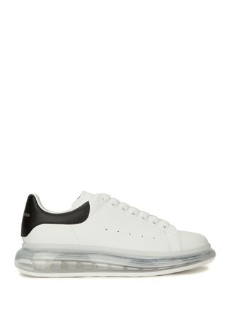 Alexander McQueen Erkek Beyaz Siyah Logolu Deri Sneakers 39 EU