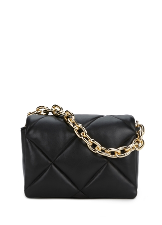 Stand Kadın Siyah Kapitoneli Deri Omuz Çantası EU